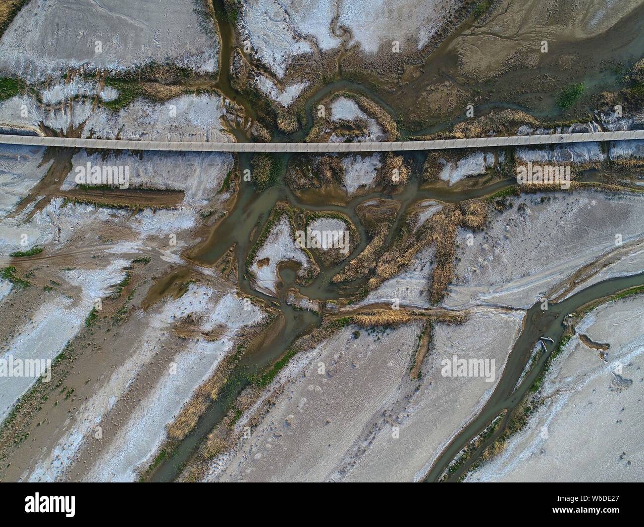 Aerial view of the scenery of China's lowest point, Ayding Lake, in ...