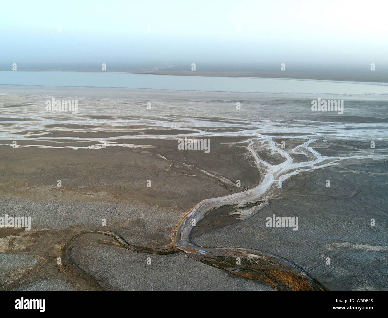 Aerial view of the scenery of China's lowest point, Ayding Lake, in ...