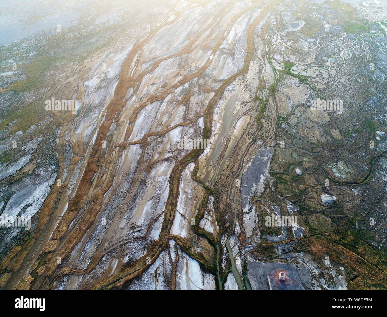 Aerial view of the scenery of China's lowest point, Ayding Lake, in ...
