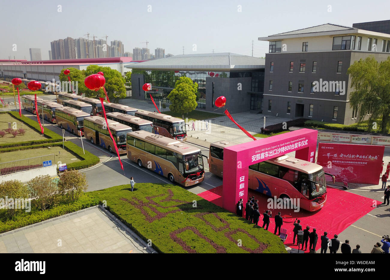 Ankai buses are pictured at the departure ceremony of Ankai 800 Buses ...