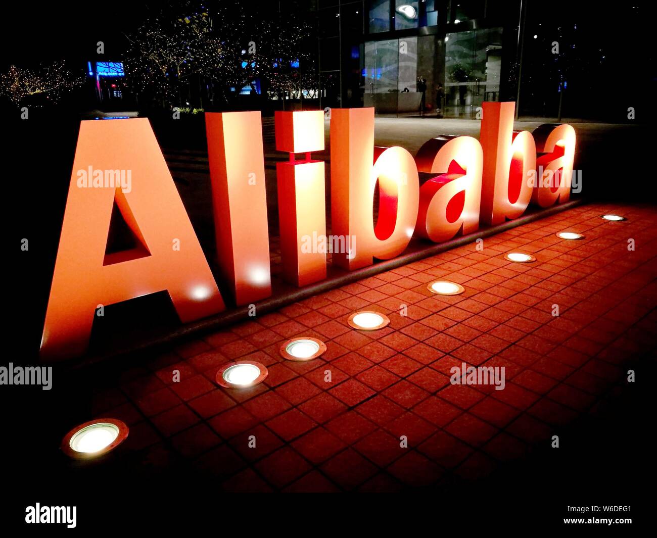 --FILE--View of a logo of Alibaba Group in Shenzhen city, south China's ...