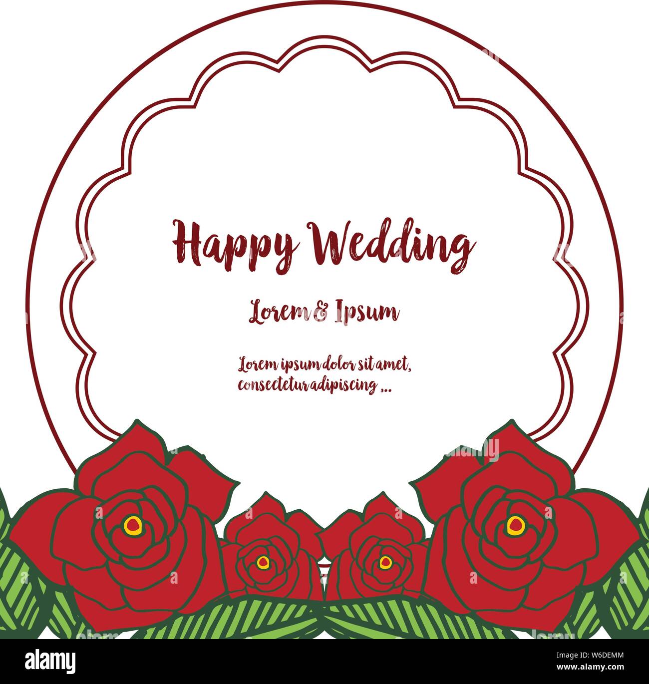 Colorful flower frame, ornate of card happy wedding, shape style unique ...