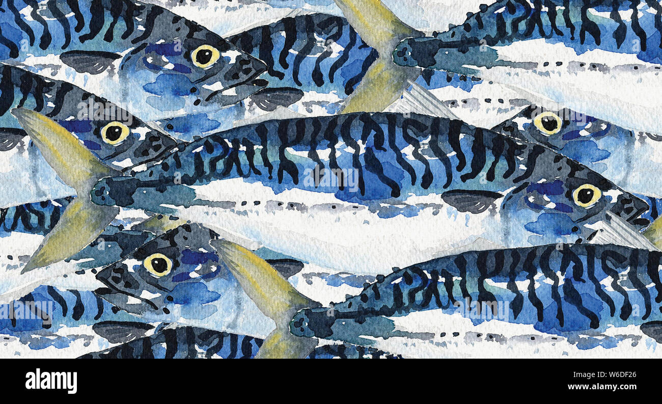 Watercolour painting of seafood fish hi-res stock photography and ...