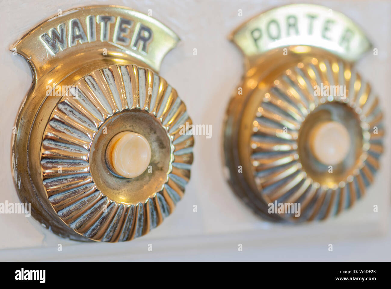 Vintage Waiter and Porter bells in a hotel Stock Photo - Alamy