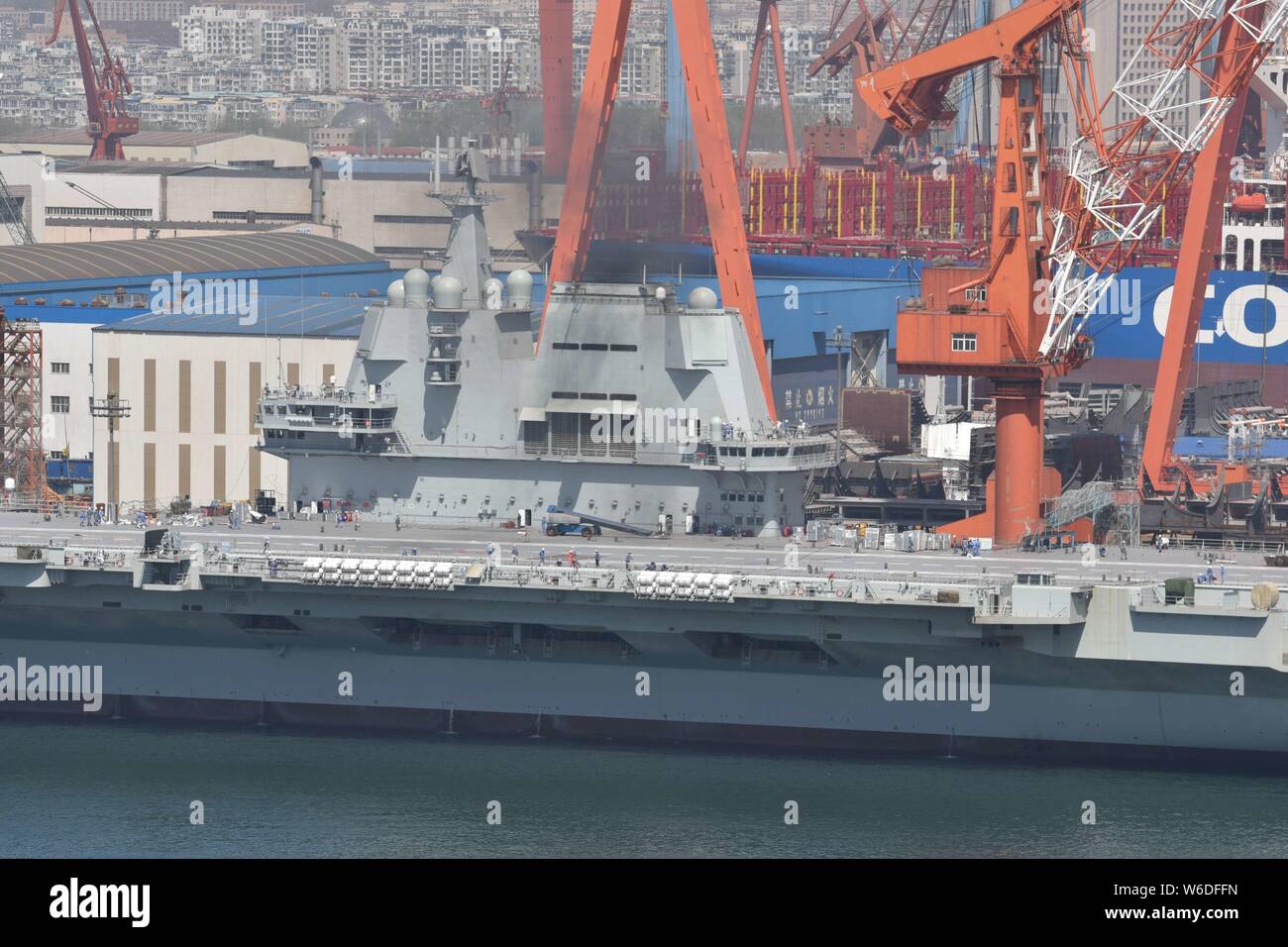 China's first domestically built aircraft carrier, the Type 001A ...