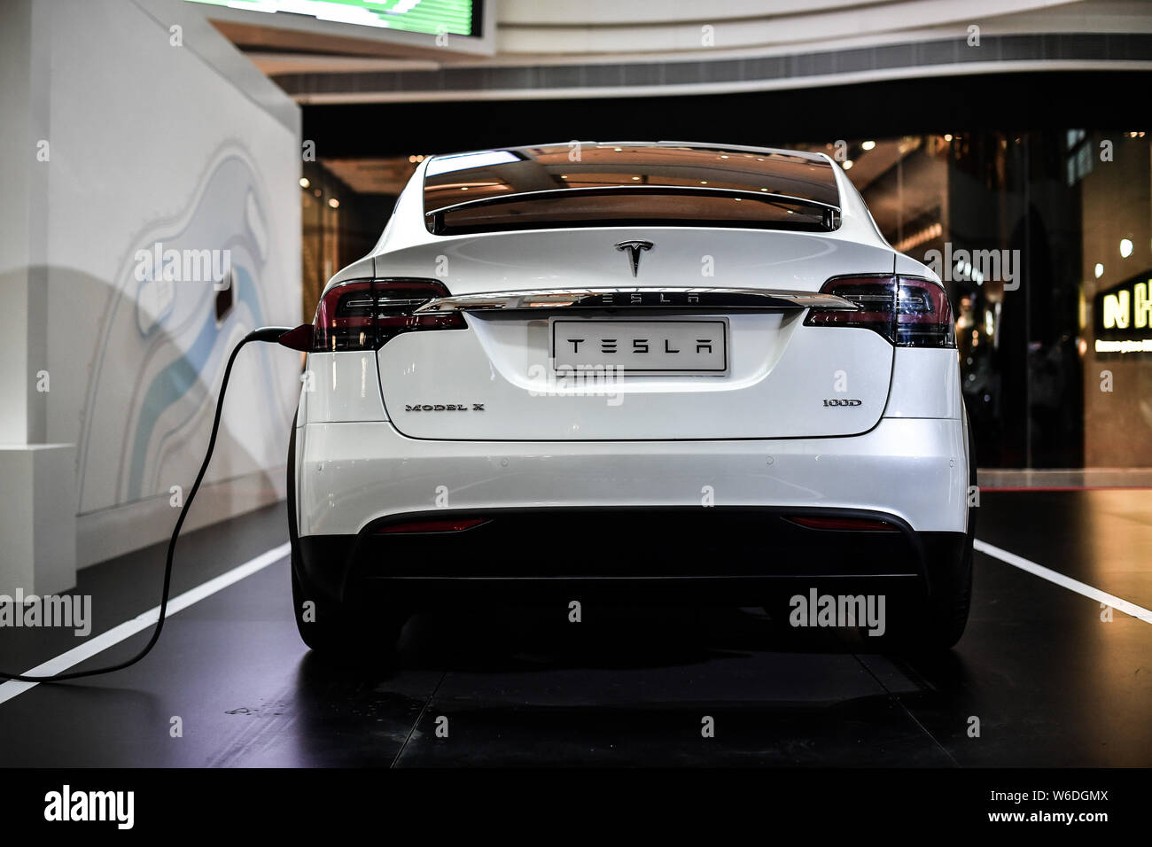 --FILE--A Tesla model X electric car is on display at a dealership ...