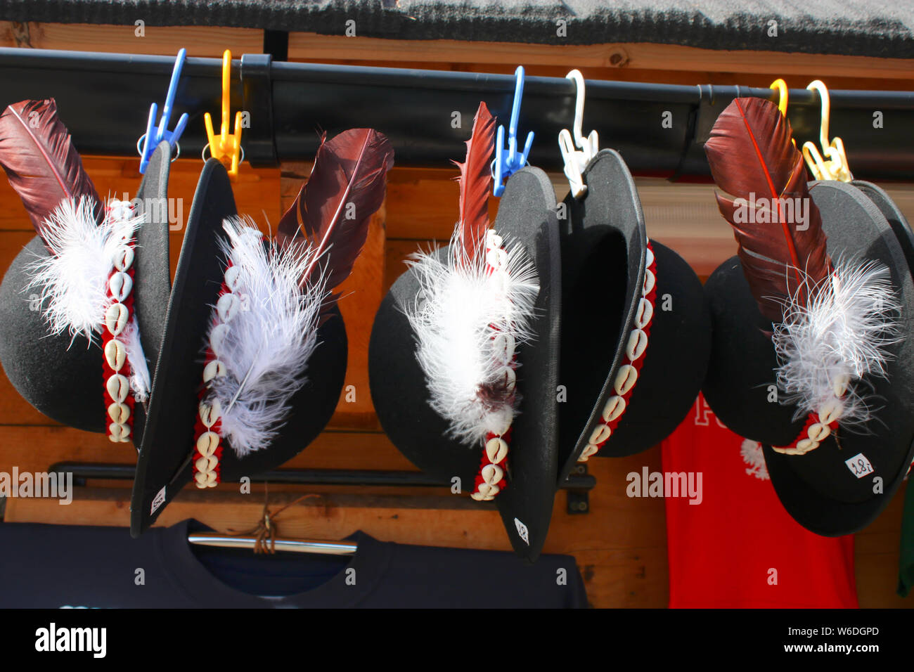 Traditional polish highlanders hats on outdoor market in Zakopane Stock ...