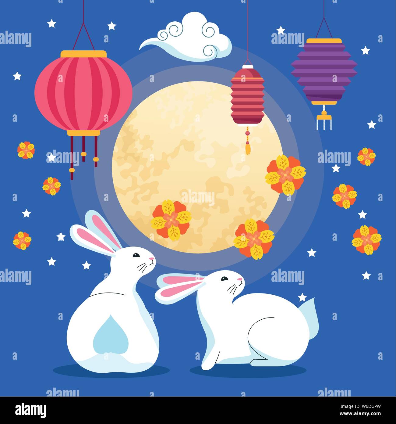 Full moon autumn flowers Stock Vector Images - Alamy