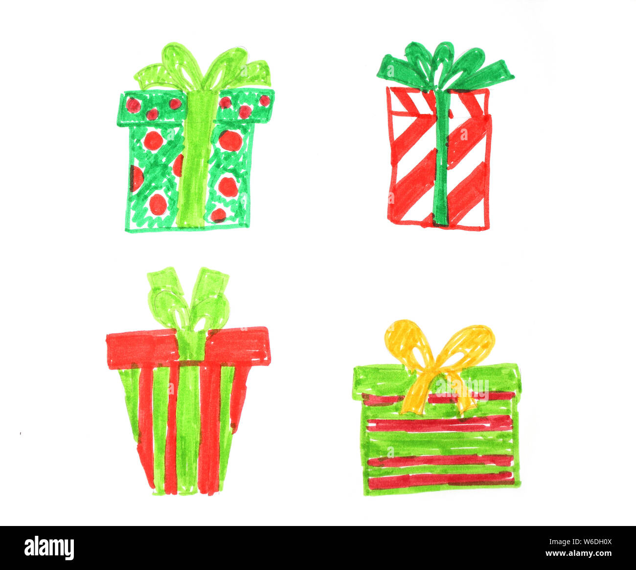 Hand drawn Christmas presents on white background Stock Photo - Alamy