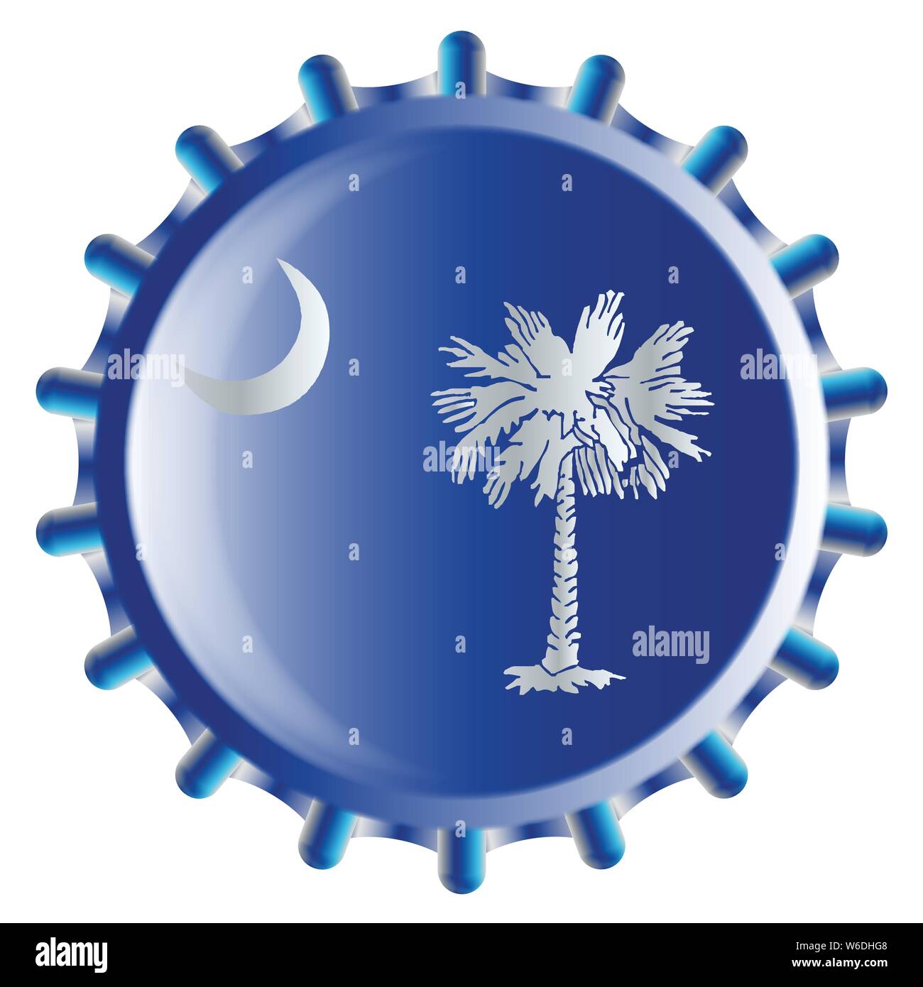 A typical metal glass bottle cap in South Carolina state flag colors ...
