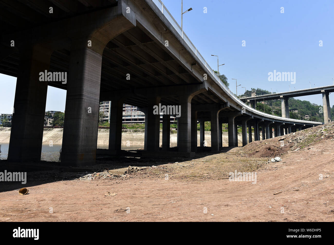 Cars drive on a 5.6-kilometer "overwater highway", linking downtown ...