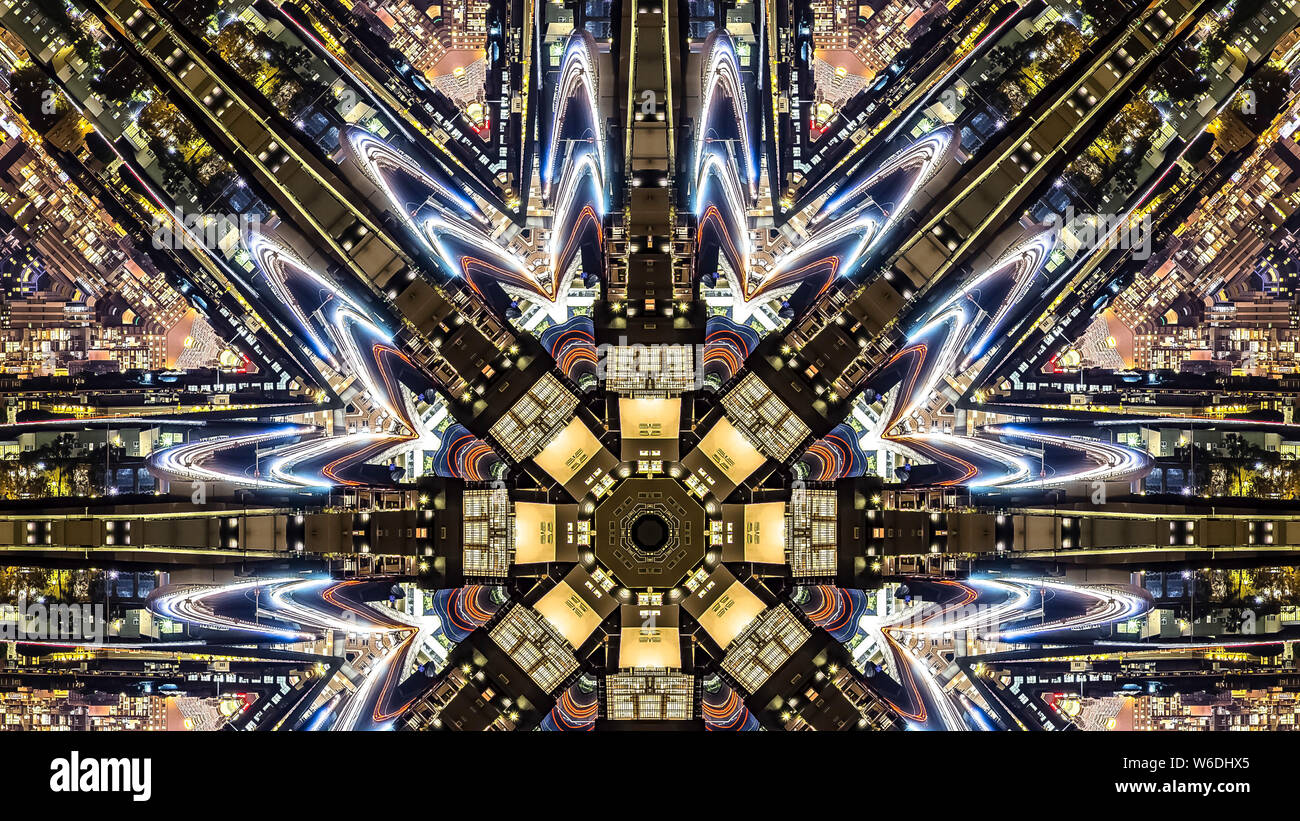 Panorama San Francisco city turned into other shapes Stock Photo - Alamy