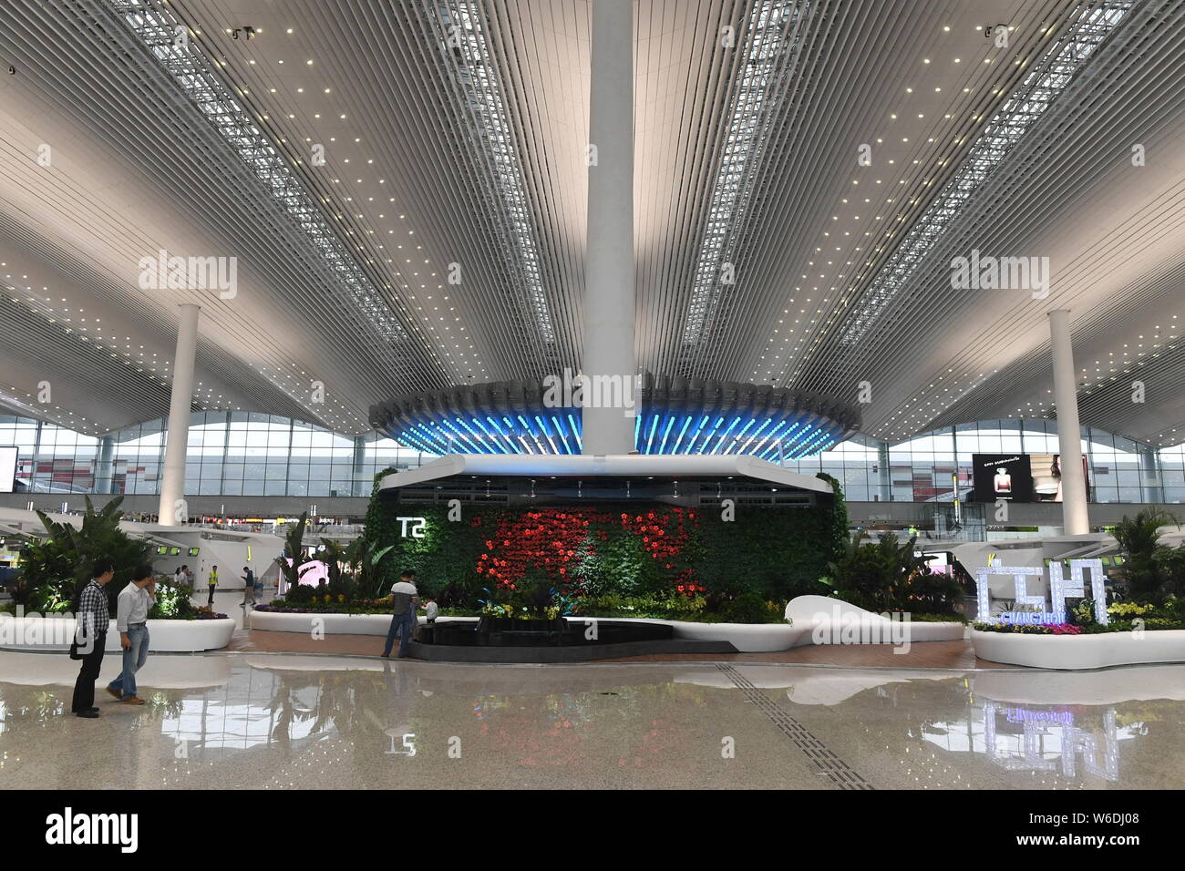 Interior view of the Terminal 2 of Guangzhou Baiyun International ...