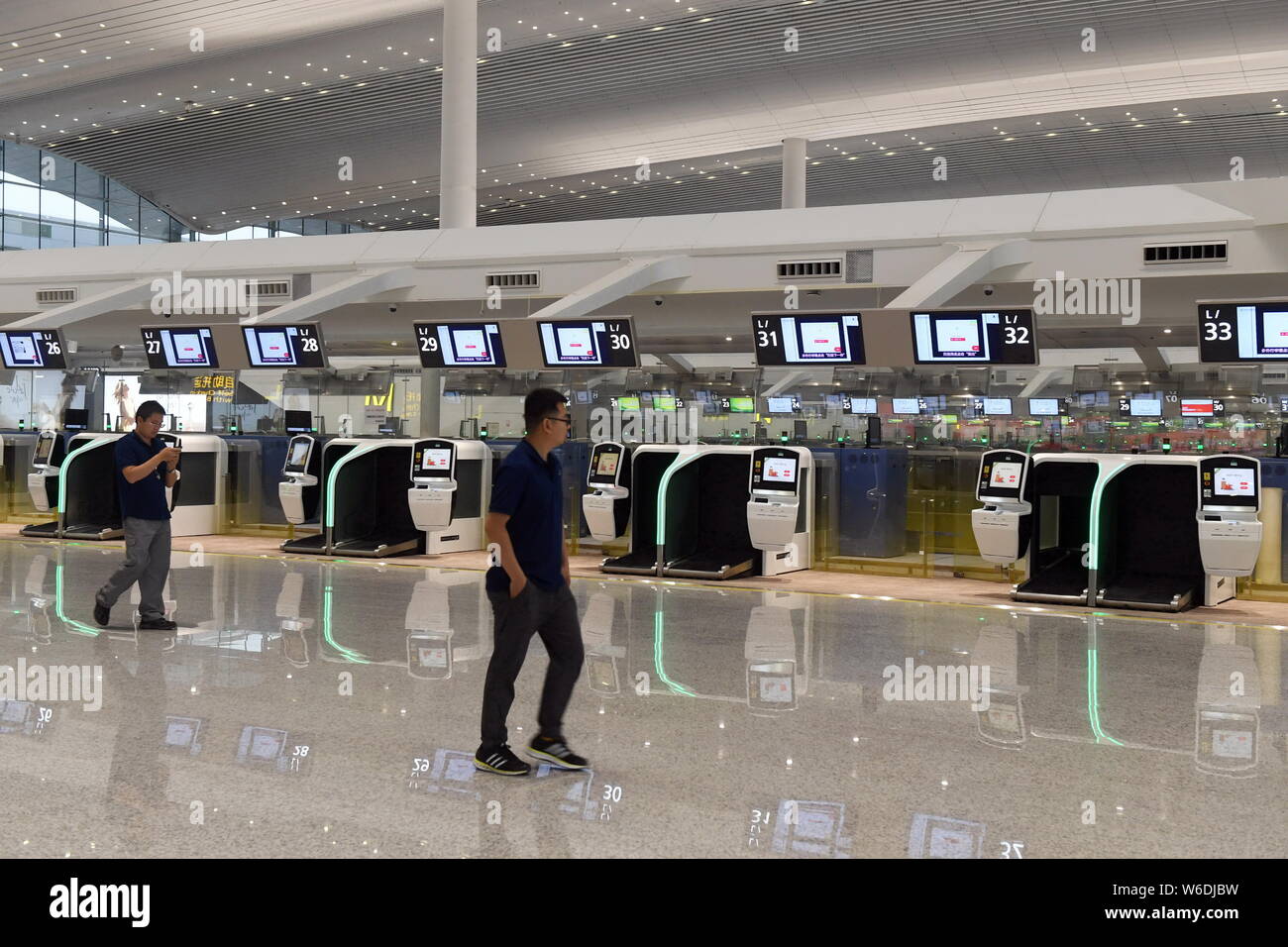 Interior view of the Terminal 2 of Guangzhou Baiyun International ...