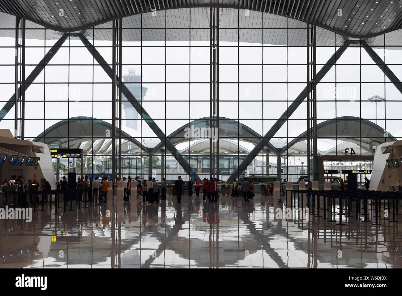 Interior view of the Terminal 2 of Guangzhou Baiyun International ...