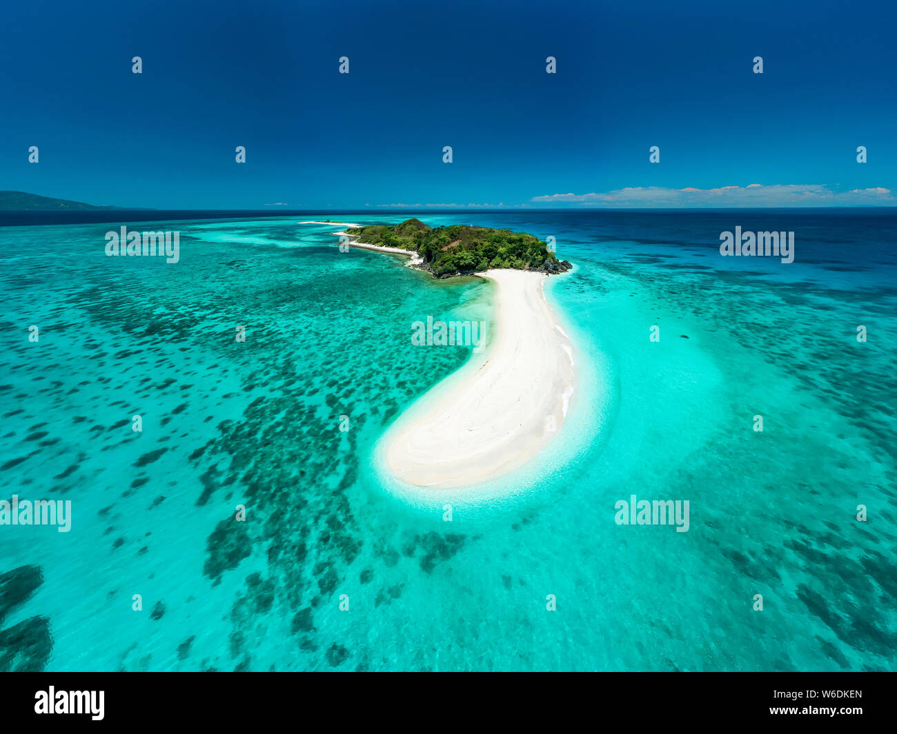 Truly amazing tropical island in the middle of the ocean. Aerial view ...