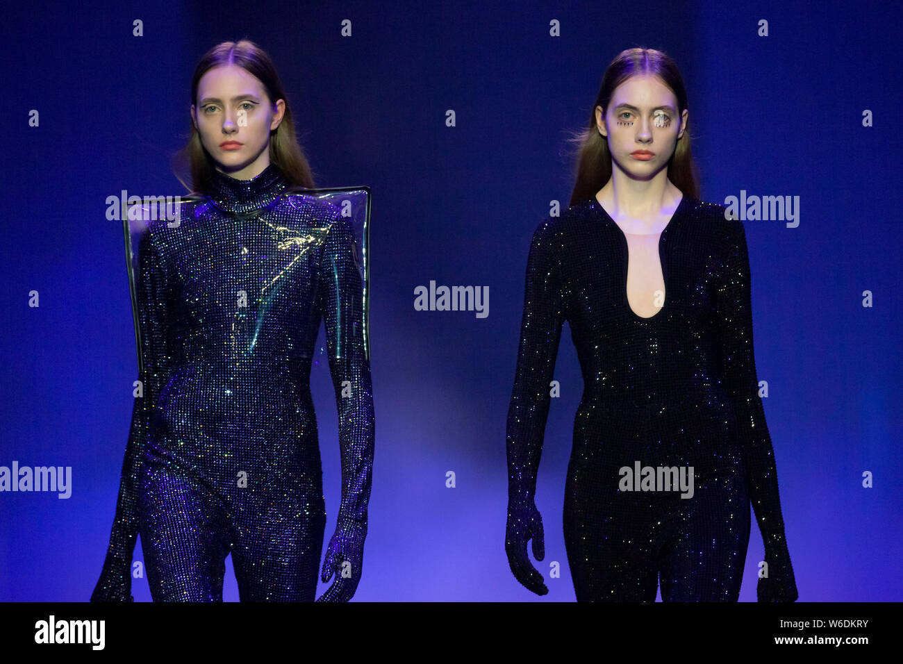 Russian twin models Lia and Odette Pavlova display new creations at the ...