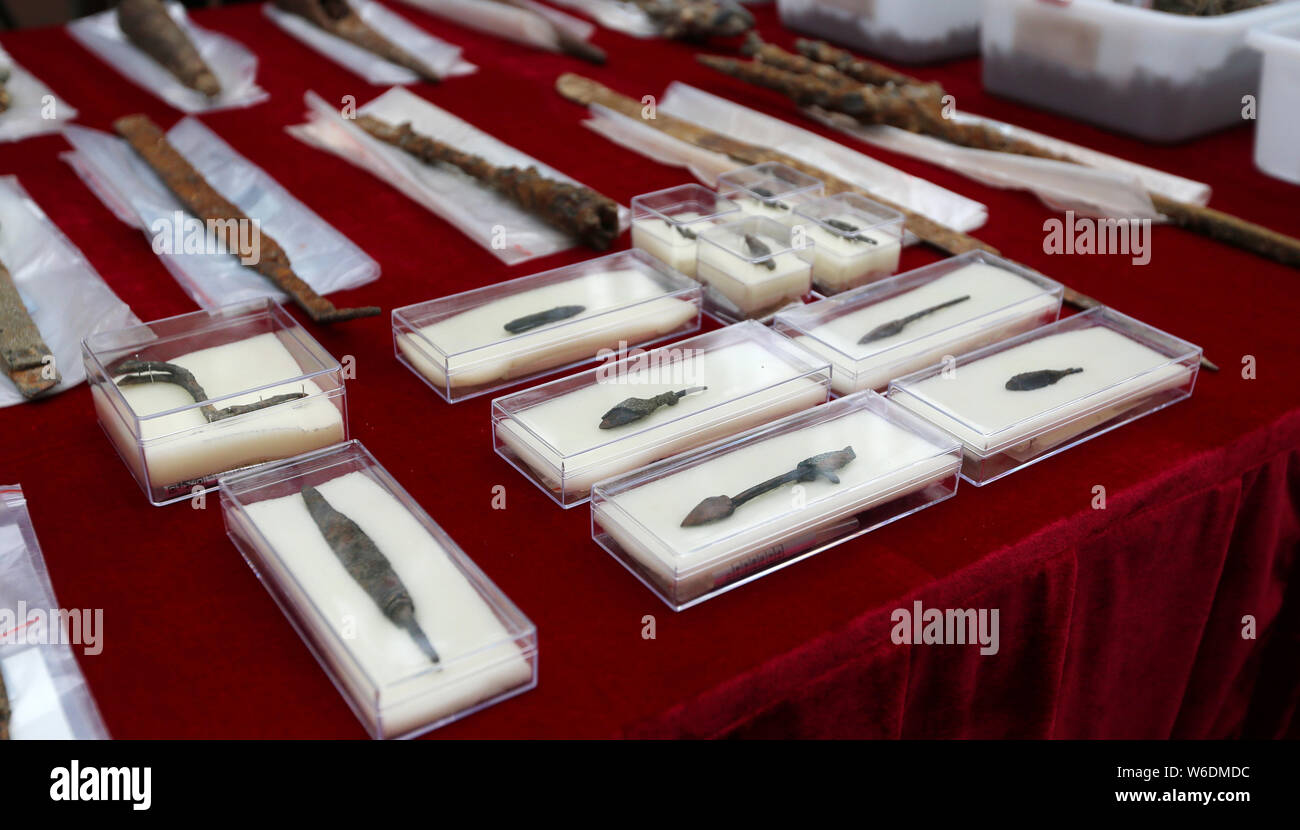 Relics unearthed from the sunken boats owned by peasant leader Zhang ...