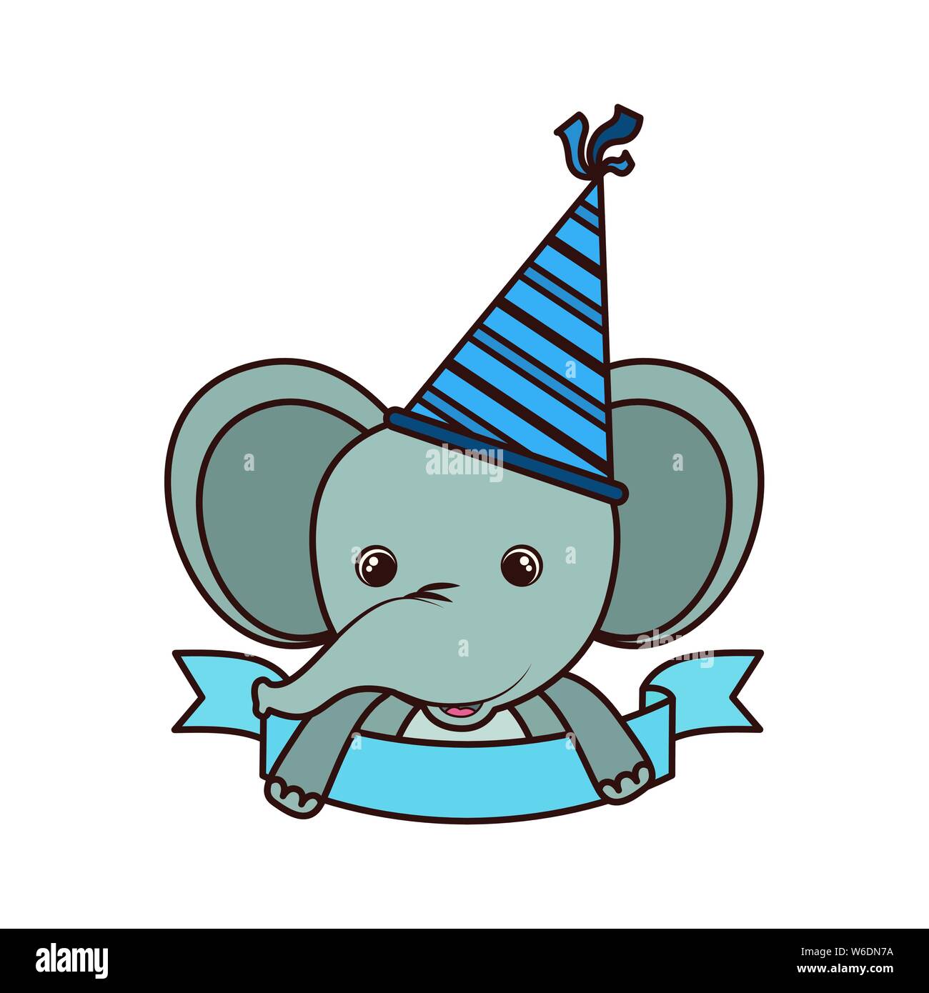 cute elephant with party hat on white background Stock Vector Image ...