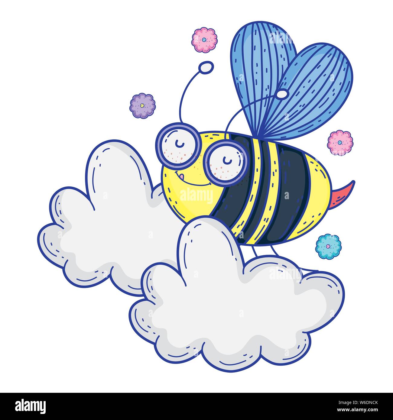 Bee draw cartoon design, Animal insect bug cute character nature and ...