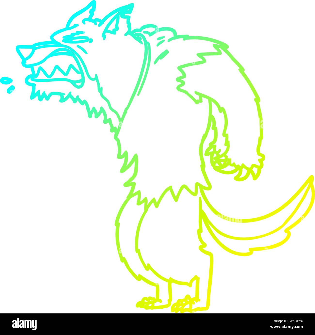cold gradient line drawing of a angry werewolf cartoon Stock Vector ...