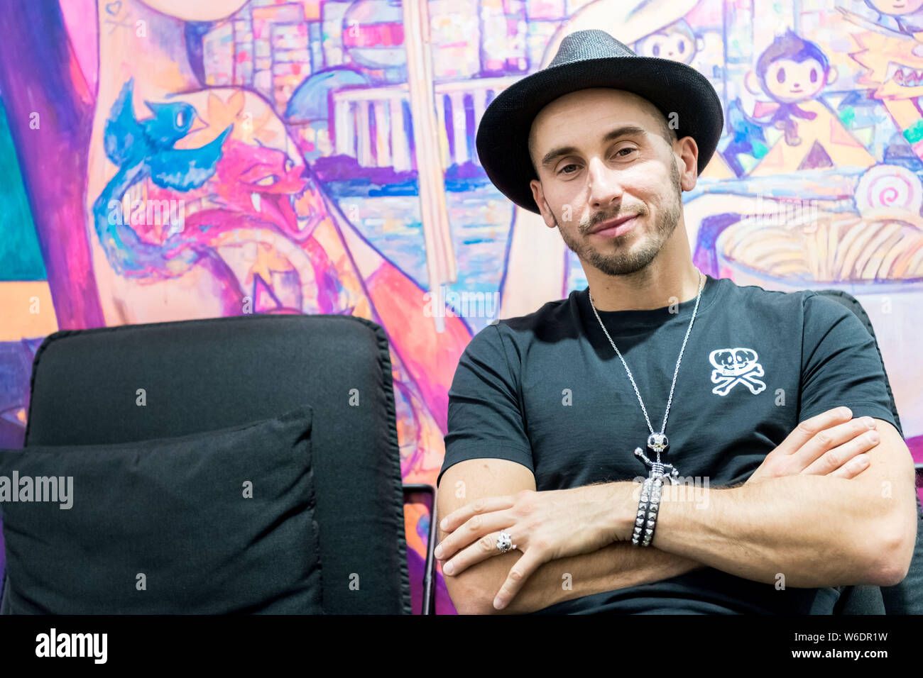 Italian artist Simone Legno attends a promotional event for Tokidoki ...