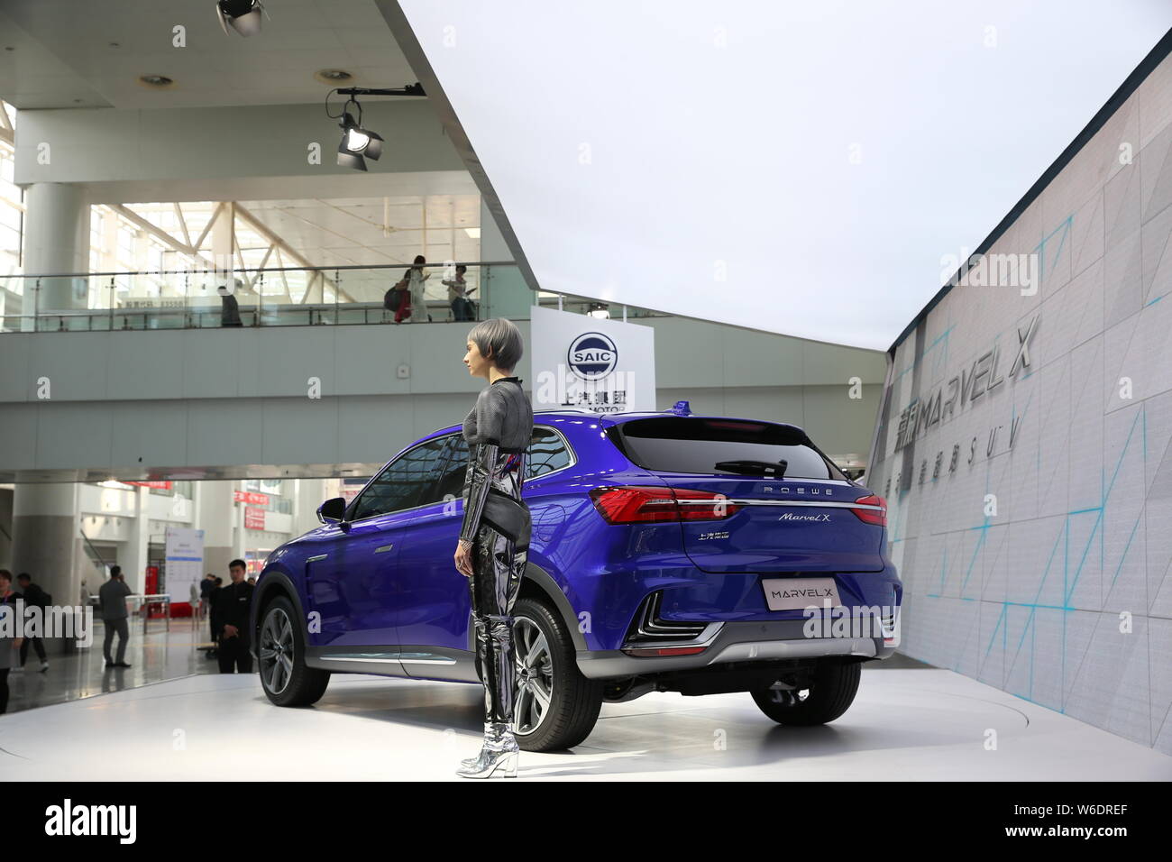 A Roewe Marvel X electric SUV is on display during the 15th Beijing ...