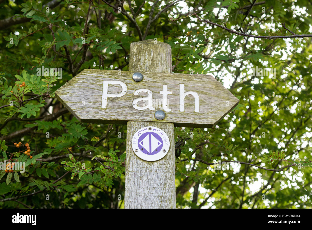 path sign on the John Muir Way, Scotland, UK Stock Photo - Alamy