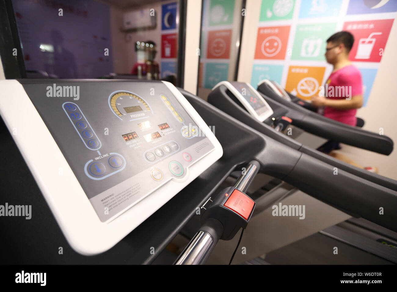 A citizen exercises in the shared gym in Chengdu city, southwest China ...