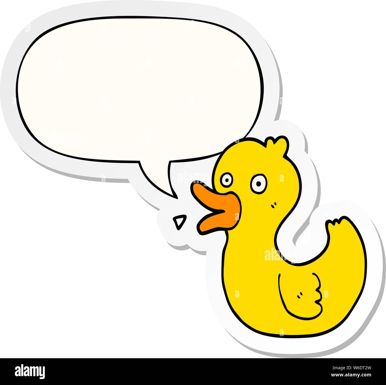 cartoon quacking duck with speech bubble sticker Stock Vector Image ...