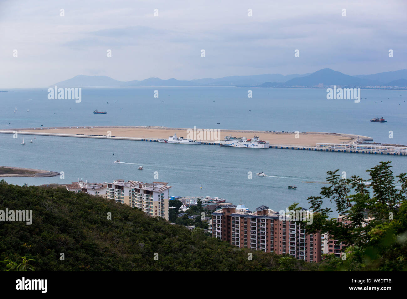 --FILE--Aerial view of a ferry service station in Sanya city, south ...