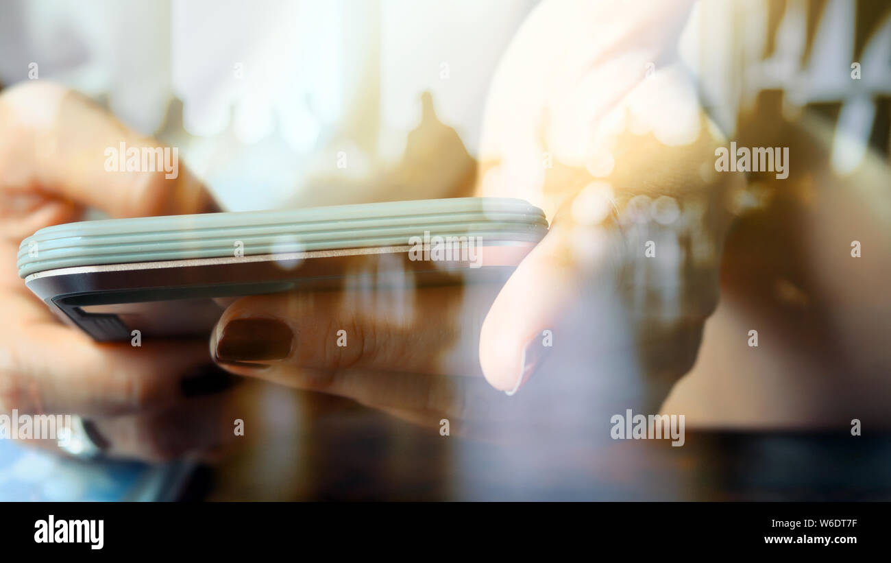 Digital composite hands devices hi-res stock photography and images - Alamy