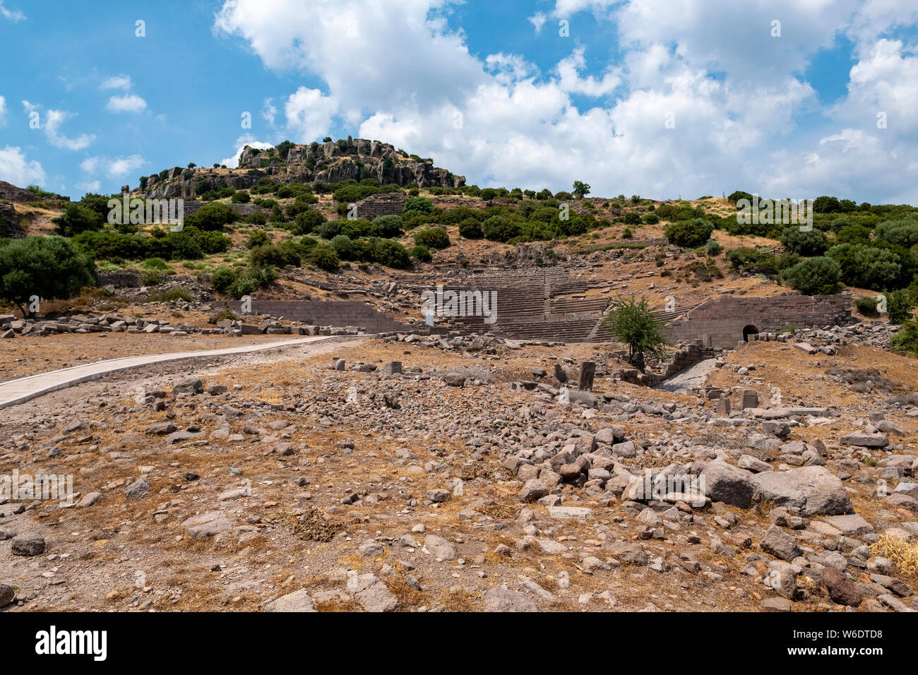 The ancient Greek amphitheatre of Assos in modern day Turkey Stock ...