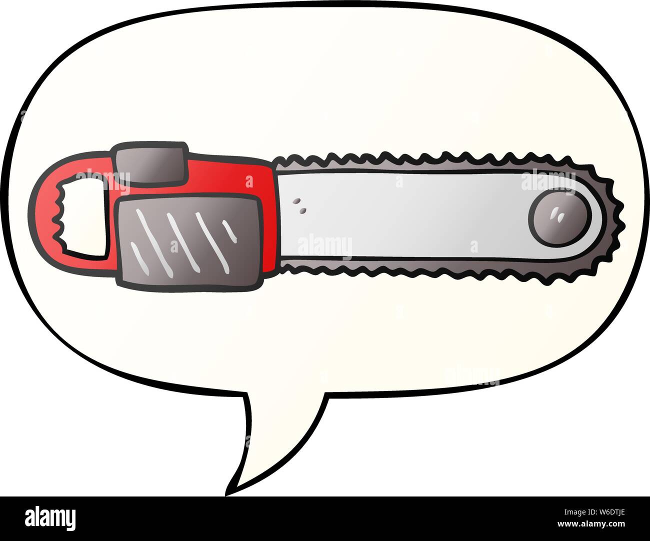 cartoon chainsaw with speech bubble in smooth gradient style Stock ...