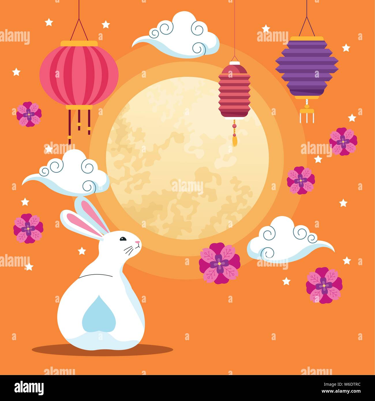 Full moon autumn flowers Stock Vector Images - Alamy