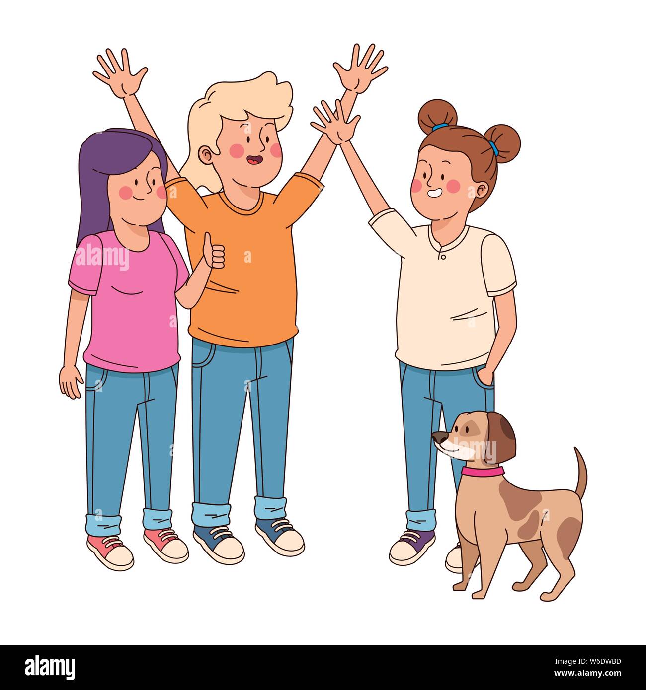 Teenagers walking together Stock Vector Images - Alamy