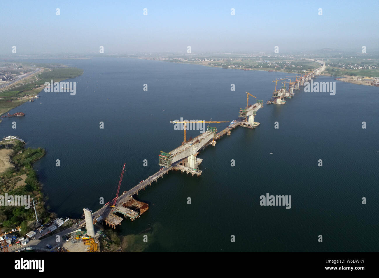 View of the construction site of Cuijiaying Hanjiang River Bridge of ...