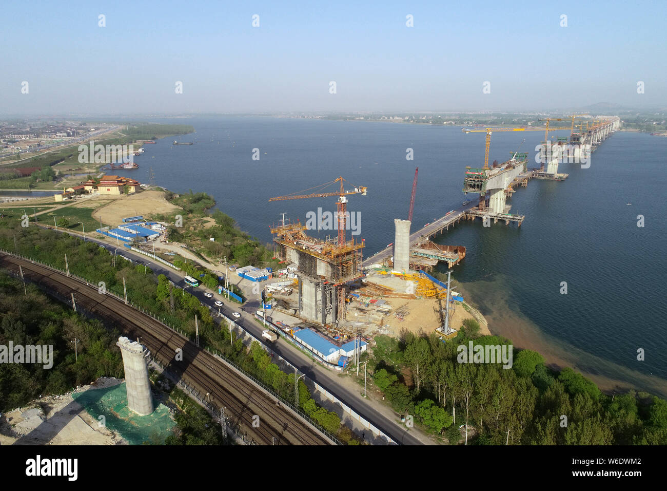 View of the construction site of Cuijiaying Hanjiang River Bridge of ...