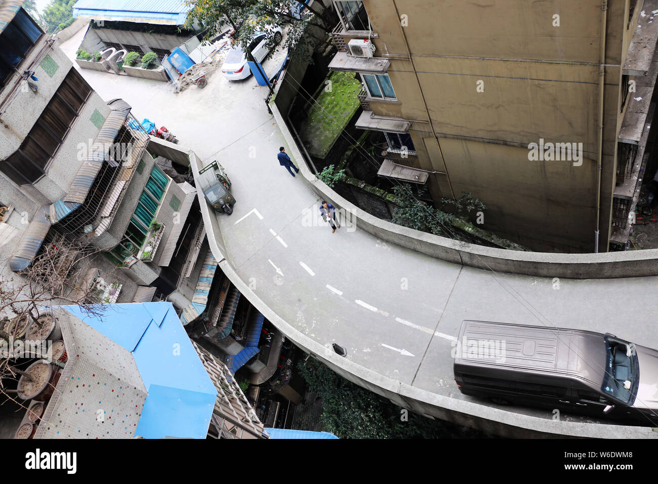 A view of a ten-storey high road leading to one of the six ...