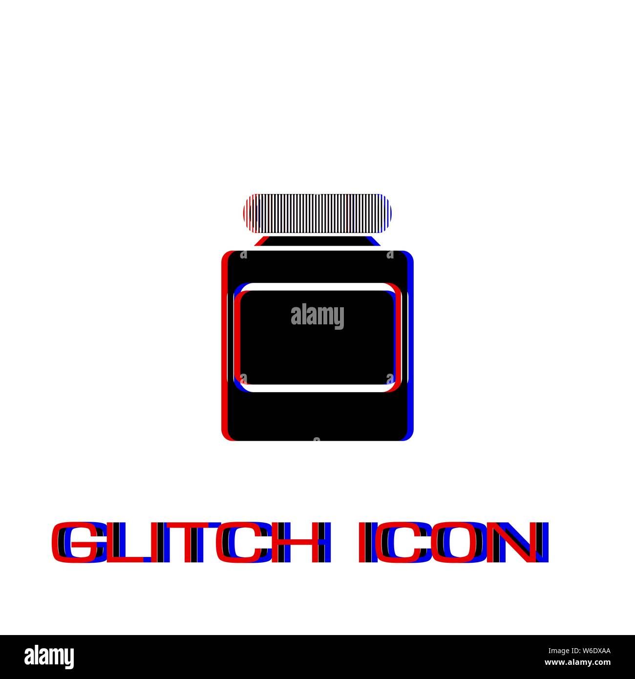 Jar icon flat. Simple pictogram - Glitch effect. Vector illustration ...
