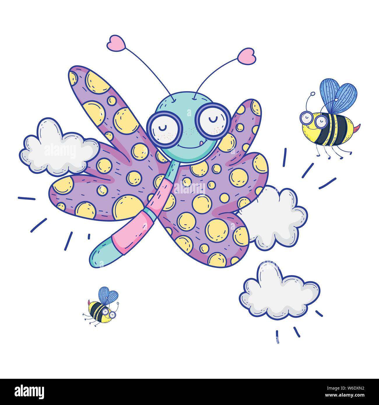 Butterfly draw cartoon design, insect animal wings nature summer beauty ...
