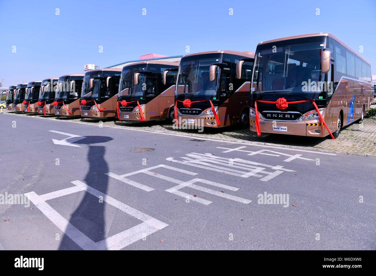 Ankai buses are pictured at the departure ceremony of Ankai 800 Buses ...