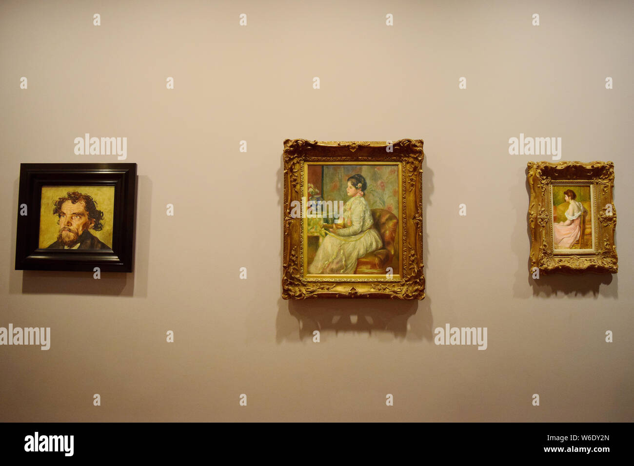 View of paintings by French artist Pierre-Auguste Renoir on display ...