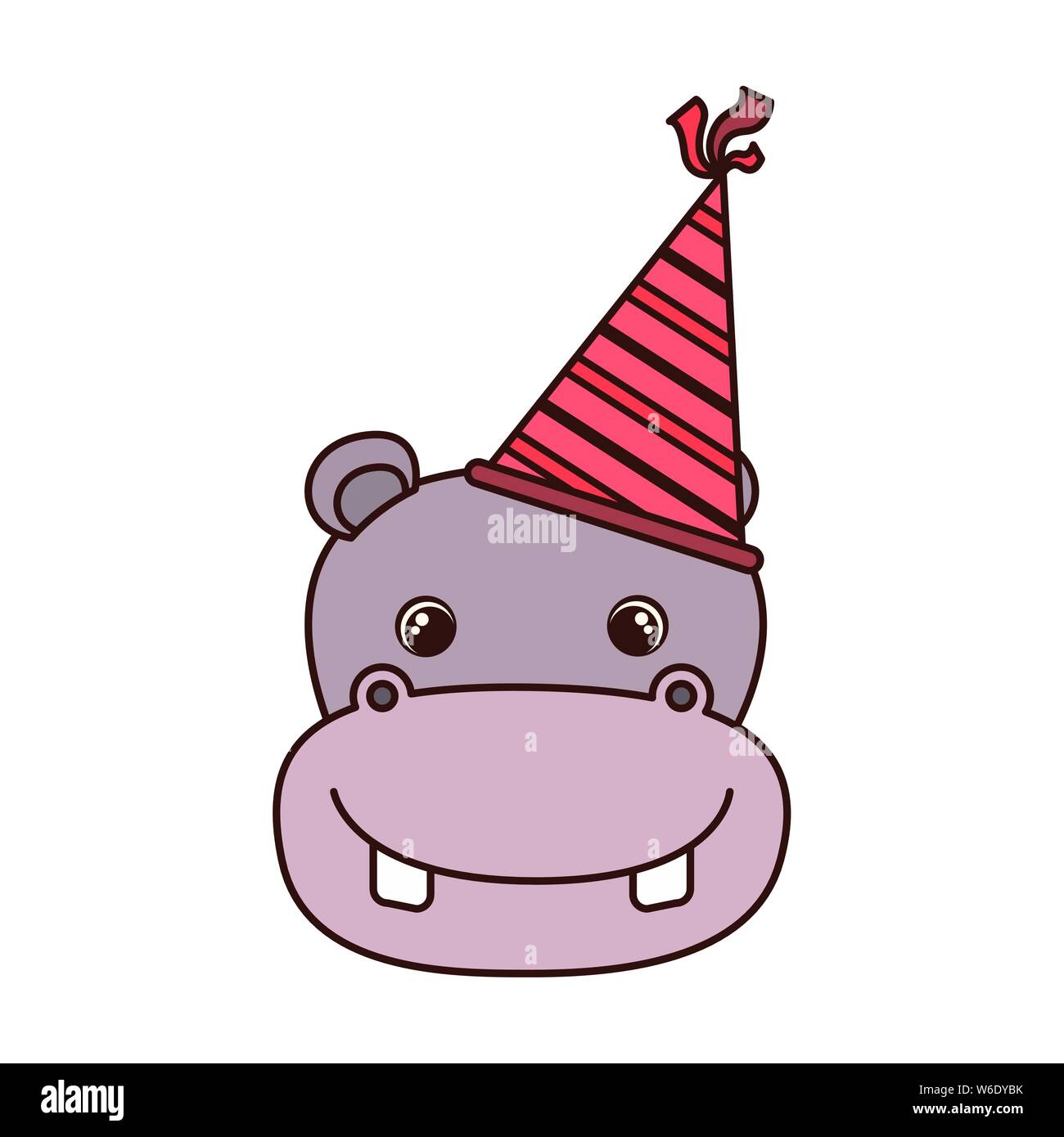 head of hippo with party hat on white background Stock Vector Image ...