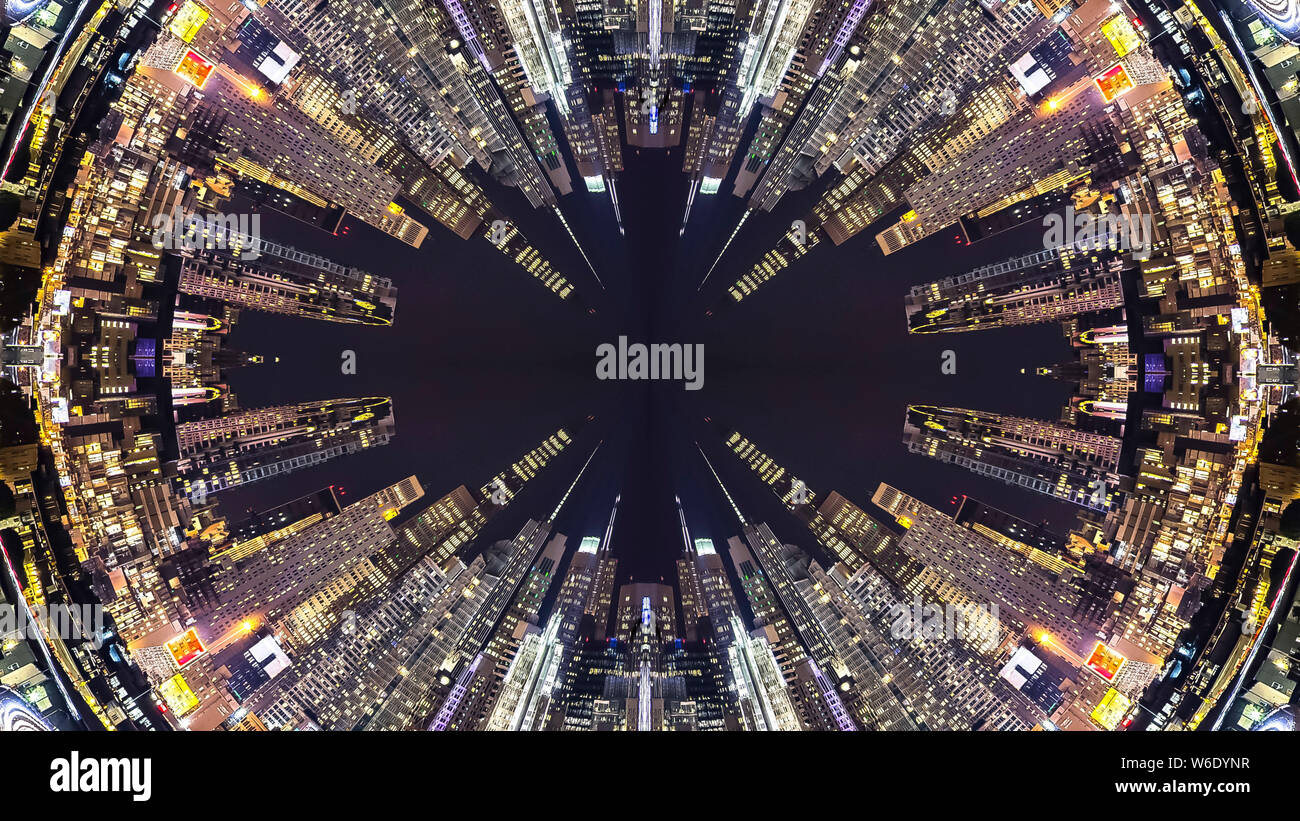 Panorama San Francisco skyline at night radial shape Stock Photo - Alamy