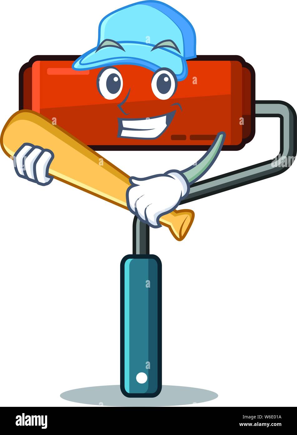 Playing baseball paint roller isolated in the cartoon Stock Vector ...