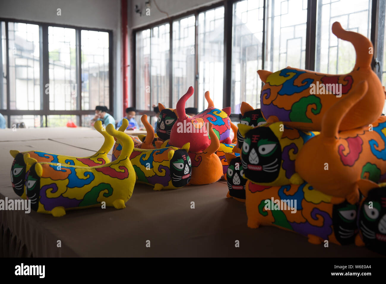 Toys of the cloth tiger are on display at the workshop of Chinese woman ...