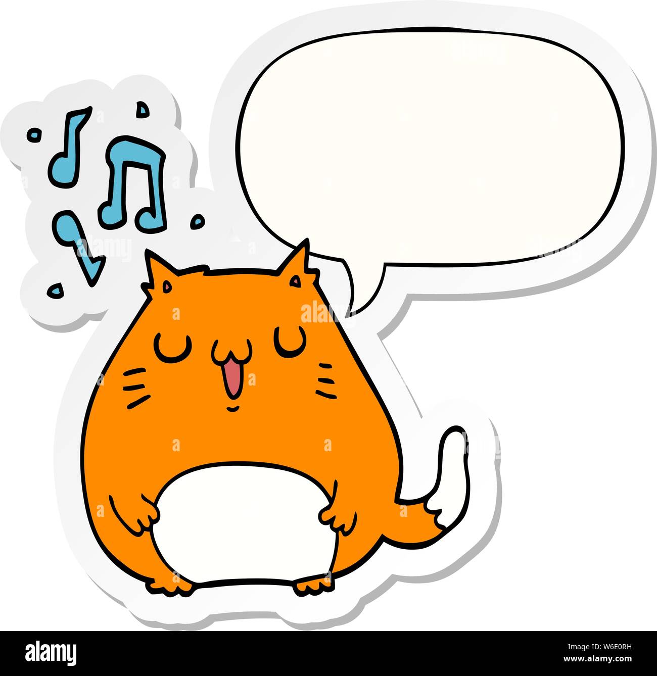 cartoon cat singing with speech bubble sticker Stock Vector Image & Art ...
