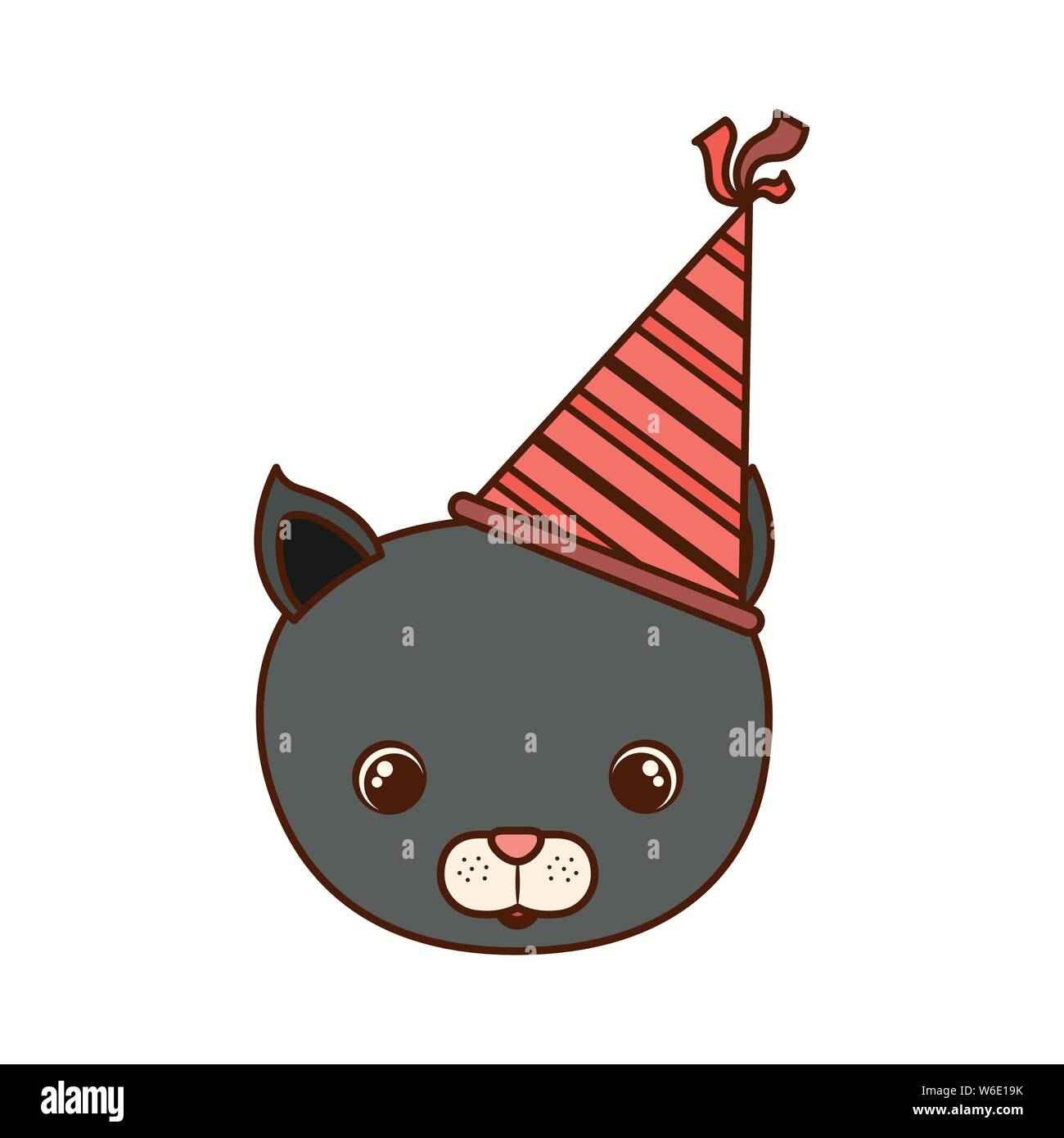 head of cat animal with party hat on white background Stock Vector ...