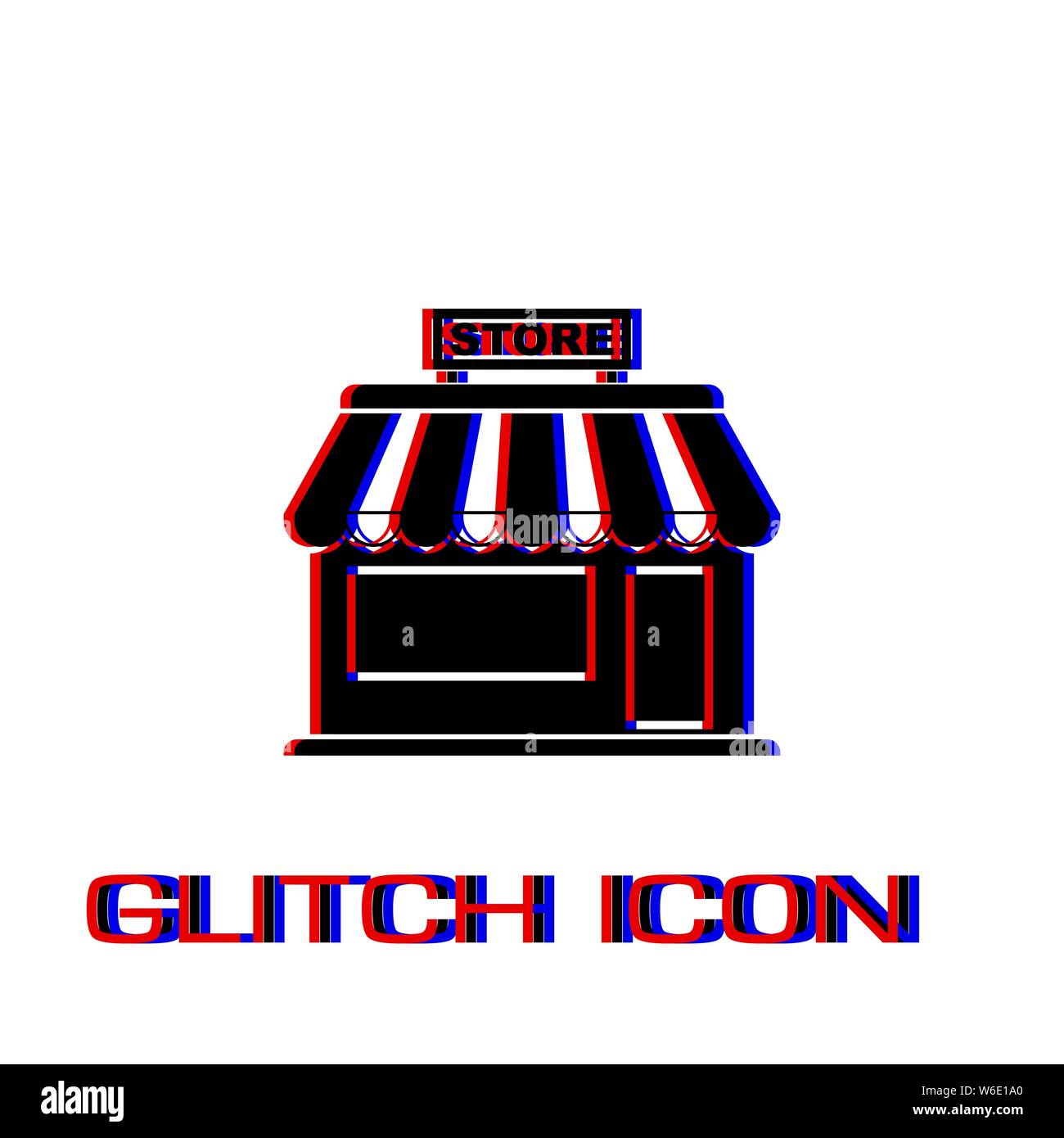 Store icon flat. Simple pictogram - Glitch effect. Vector illustration ...